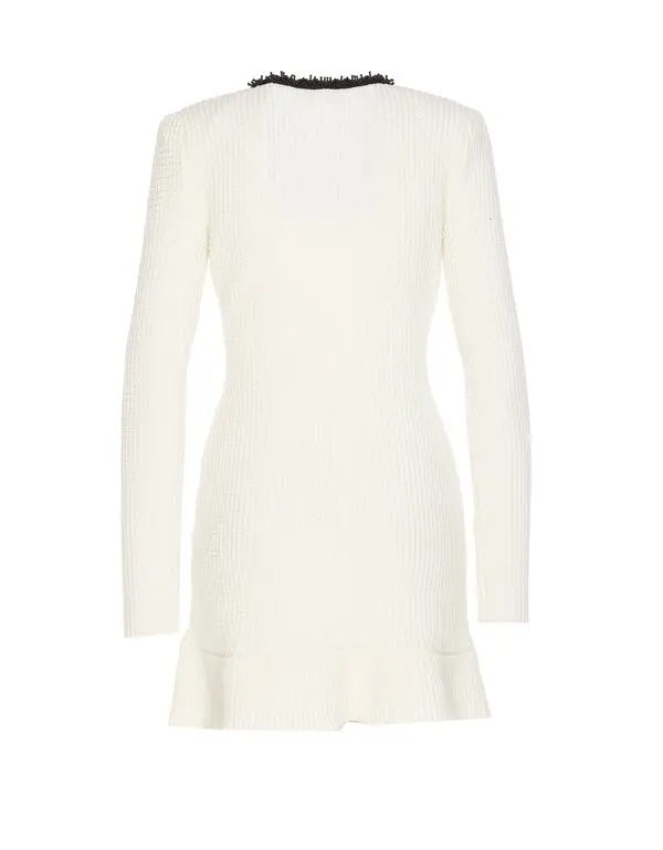 SELF-PORTRAIT Bead-detailed Long-sleeved Mini Dress