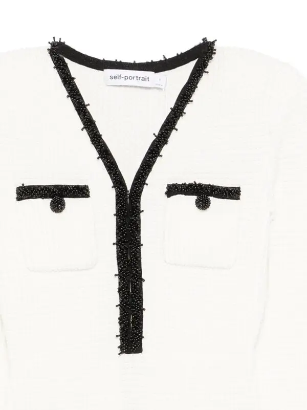 SELF-PORTRAIT Bead-detailed Long-sleeved Mini Dress