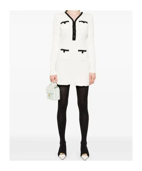 SELF-PORTRAIT Bead-detailed Long-sleeved Mini Dress