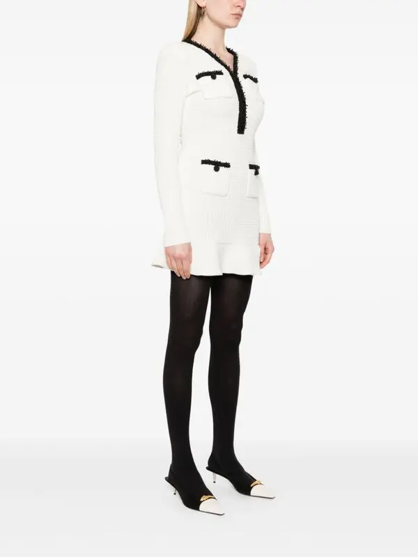 SELF-PORTRAIT Bead-detailed Long-sleeved Mini Dress