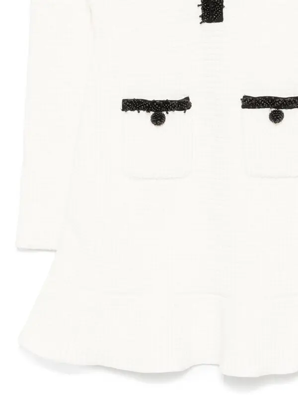SELF-PORTRAIT Bead-detailed Long-sleeved Mini Dress