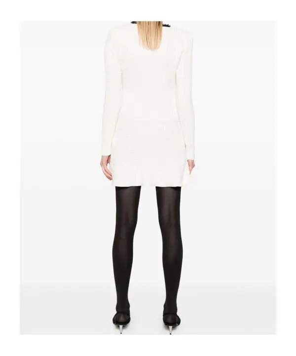 SELF-PORTRAIT Bead-detailed Long-sleeved Mini Dress