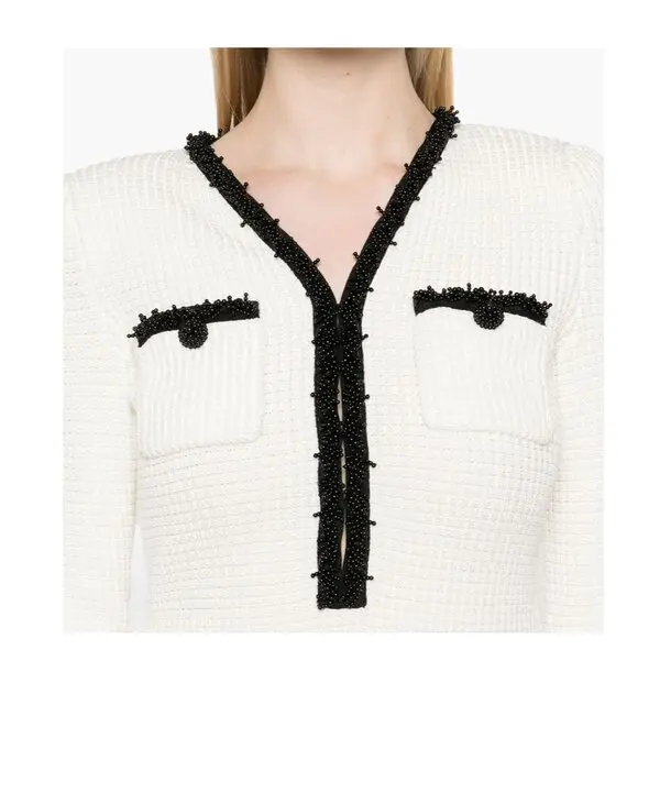 SELF-PORTRAIT Bead-detailed Long-sleeved Mini Dress