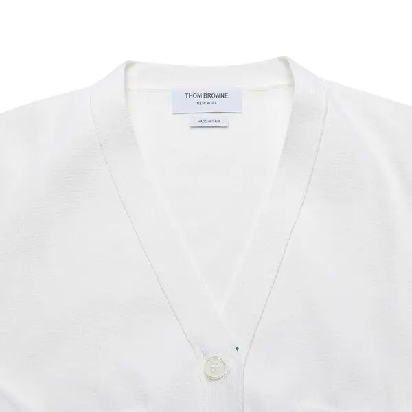 Thom Browne 4-bar V-neck Cardigan - White