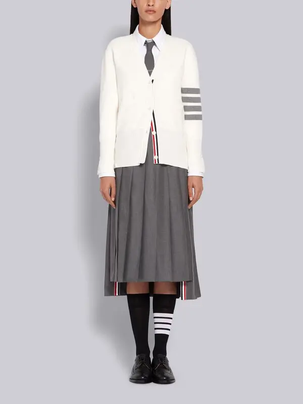 Thom Browne 4-bar V-neck Cardigan - White