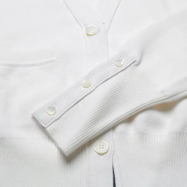 Thom Browne 4-bar V-neck Cardigan - White