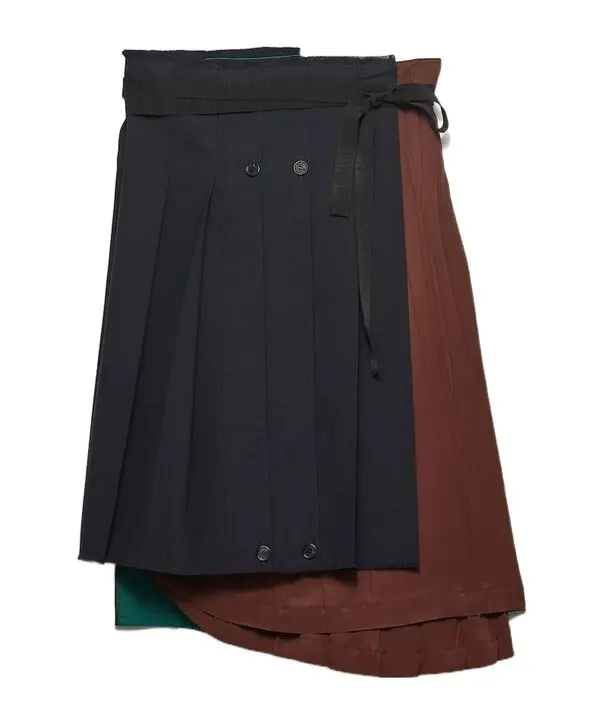 Prada Patchwork Midi Skirt - Blue