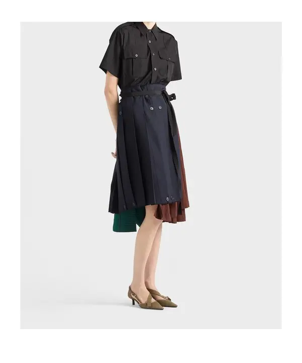 Prada Patchwork Midi Skirt - Blue