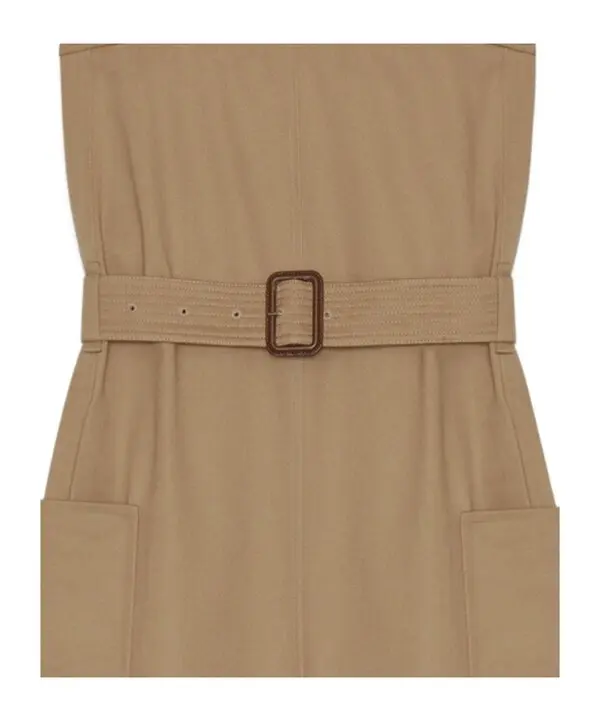 Saint Laurent Belted Strapless Jumpsuit - Light Brown