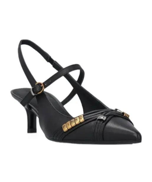 Pinko Pointed Toe Slingback Pumps With Adjustable Fit - Black