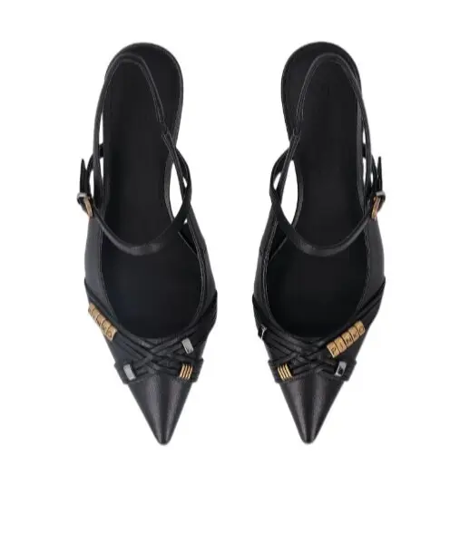 Pinko Pointed Toe Slingback Pumps With Adjustable Fit - Black