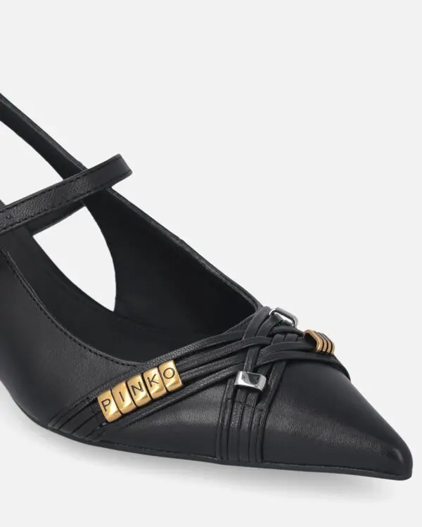Pinko Pointed Toe Slingback Pumps With Adjustable Fit - Black