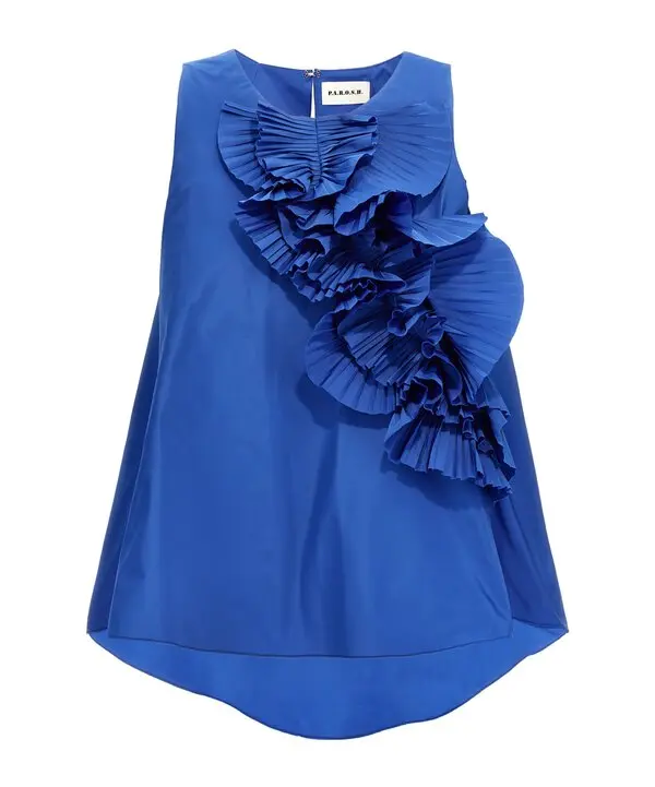 P.a.r.o.s.h Asymmetrical Ruffle Top - Blue
