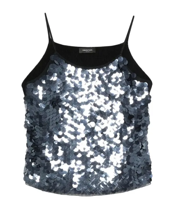 Fabiana Filippi Sequin Embellishment Spaghetti Strap Top