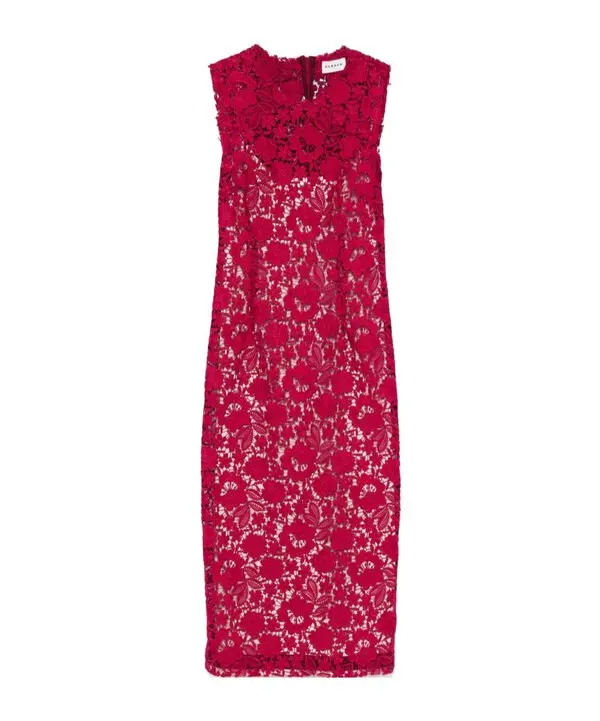 P.a.r.o.s.h Peonia Floral Lace Midi Dress - Red