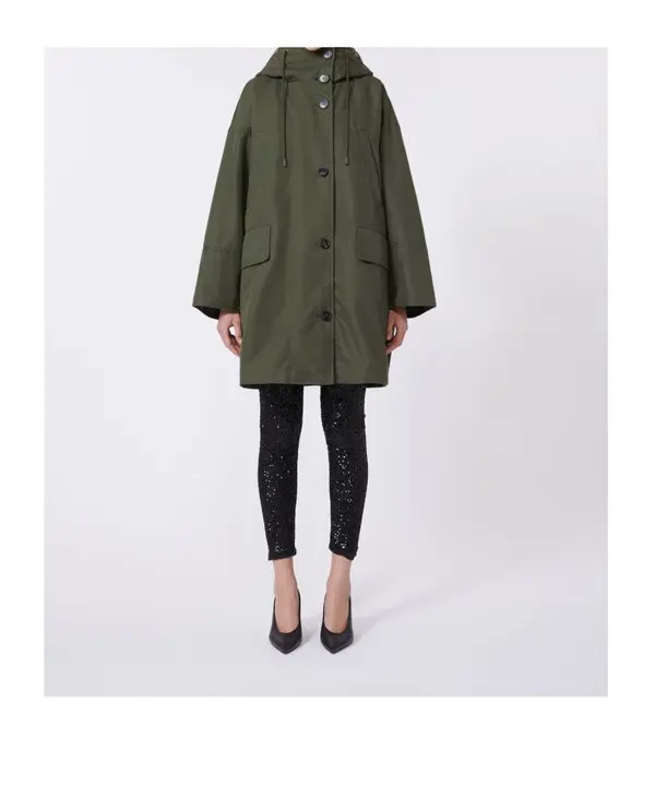 Max Mara Hooded Button Jacket With Drawstring Waist