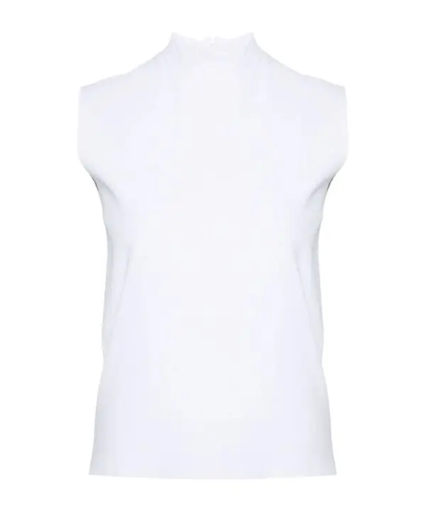 Plan C Sleeveless Mock Neck Top - White