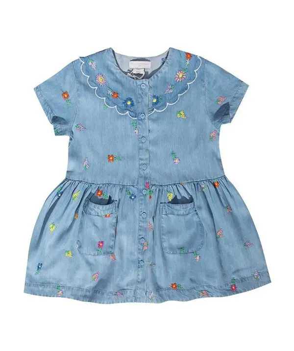 Stella McCartney Embroidered Flowers Denim Dress