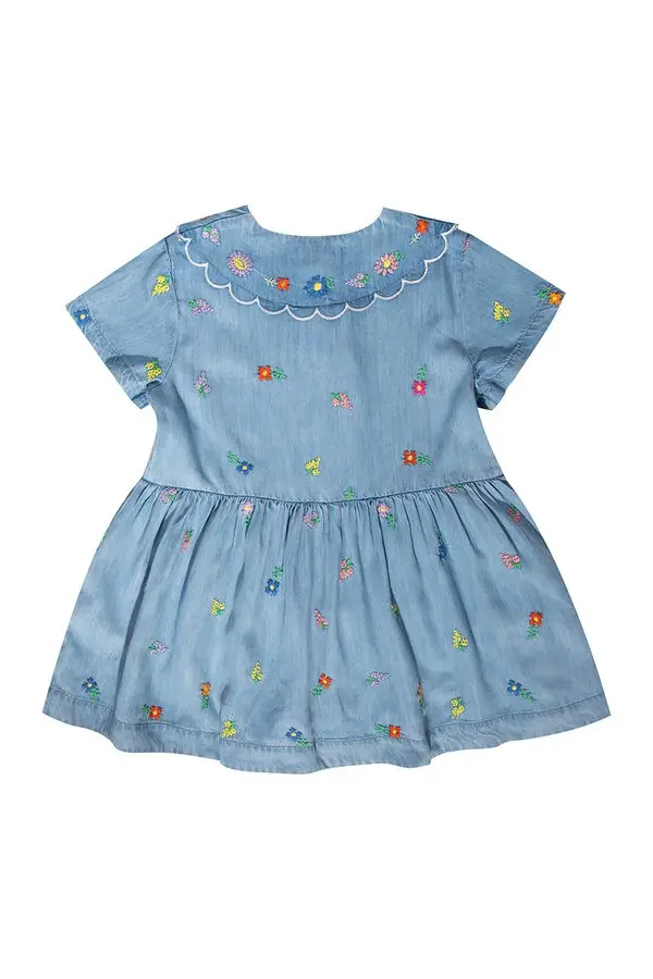 Stella McCartney Embroidered Flowers Denim Dress