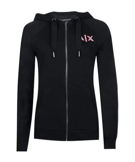 Armani Exchange Monogrammed Zip-up Hoodie - Black