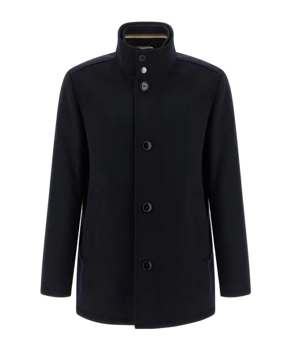 Hugo Boss Relaxed-fit Button-up Coat With High Neck