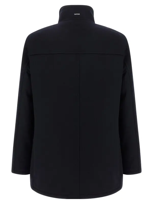 Hugo Boss Relaxed-fit Button-up Coat With High Neck