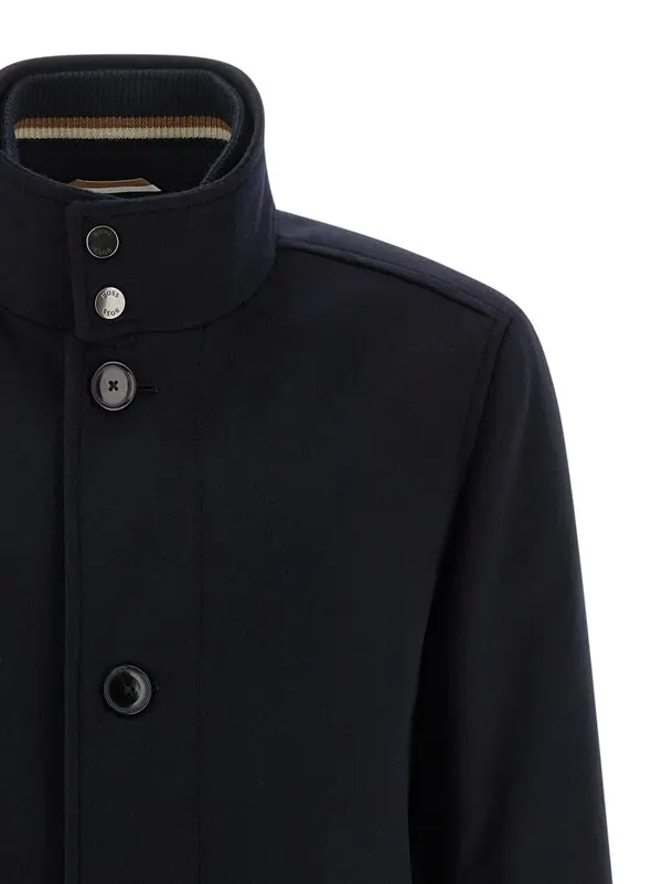 Hugo Boss Relaxed-fit Button-up Coat With High Neck