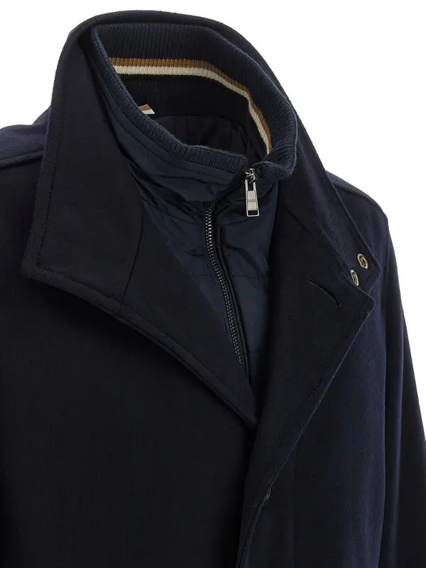 Hugo Boss Relaxed-fit Button-up Coat With High Neck