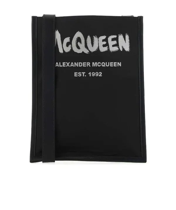 Alexander McQueen Logo Printed Crossbody Bag - Black