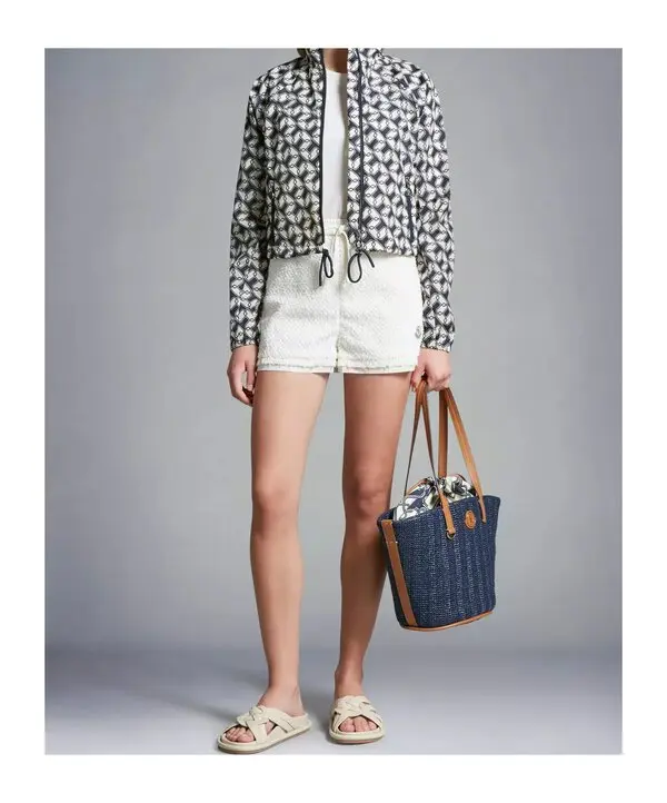Moncler Logo Patch Tweed Shorts - White