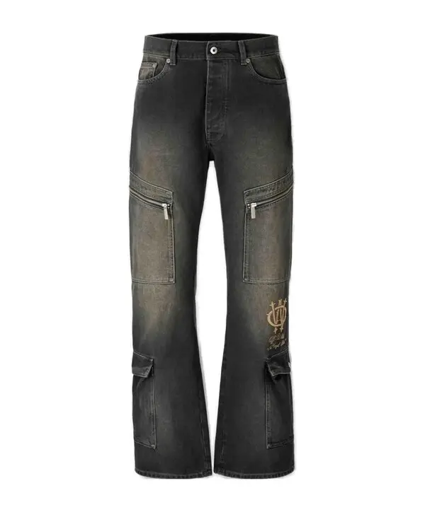 Off-White Cargo Jeans With Embossed Logo