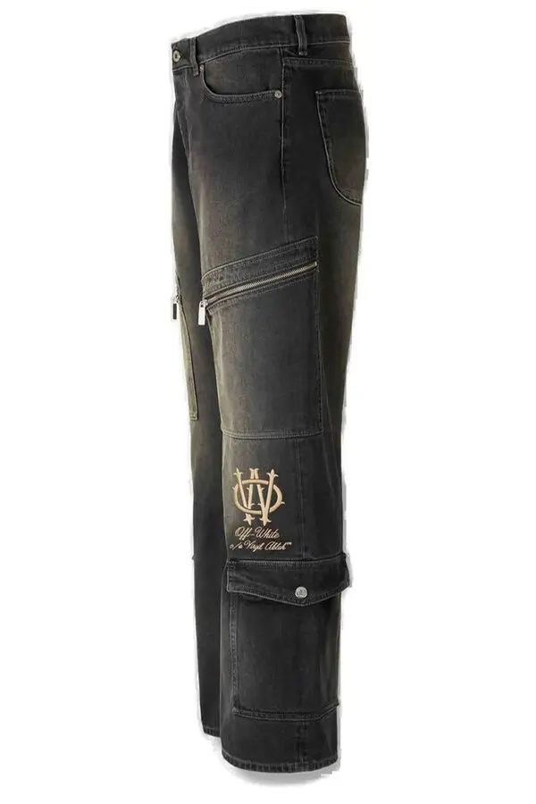 Off-White Cargo Jeans With Embossed Logo