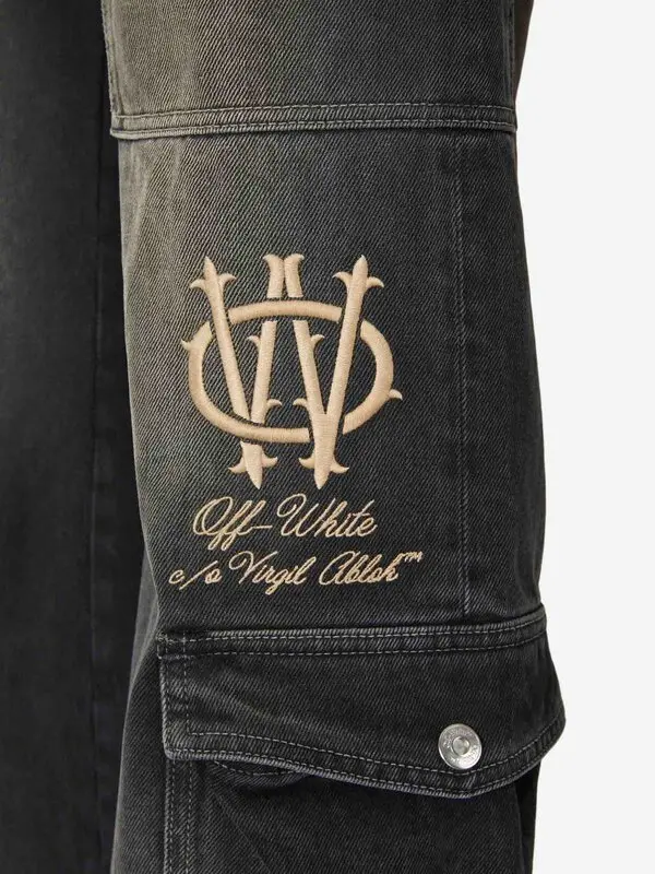 Off-White Cargo Jeans With Embossed Logo