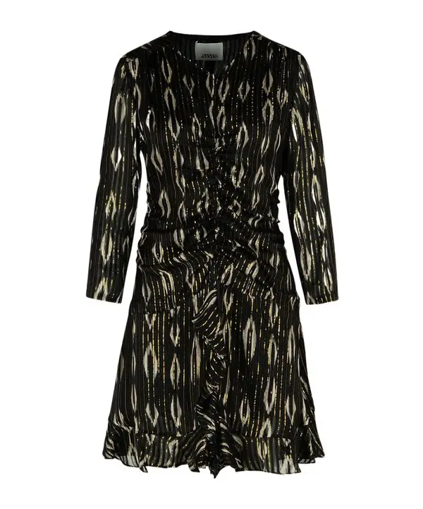 Isabel Marant Étoile Octavi Mini Dress With Geometric Print And Ruffles