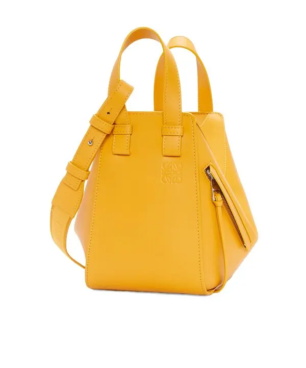 Loewe Compact Hammock Bag In Satin Calfskin - Yellow