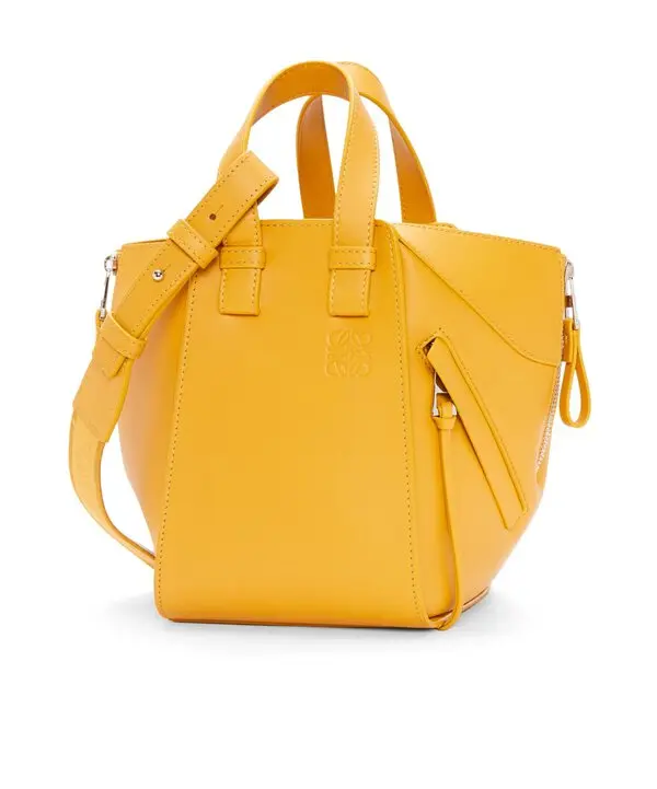 Loewe Compact Hammock Bag In Satin Calfskin - Yellow