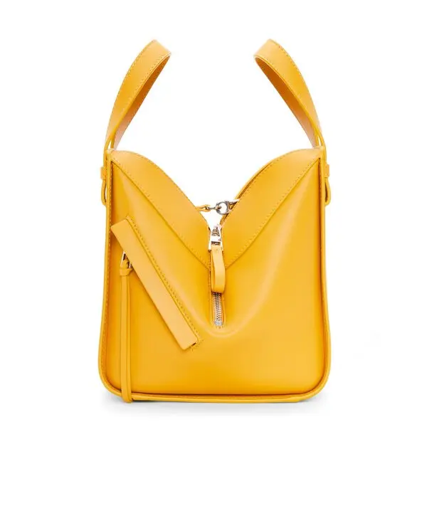 Loewe Compact Hammock Bag In Satin Calfskin - Yellow