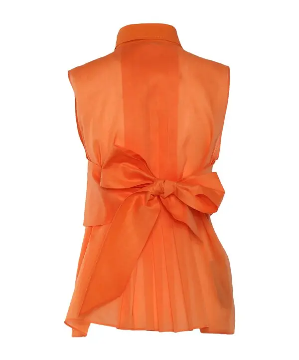 Alberta Ferretti Sleeveless Collared Shirt With Pleated Hem