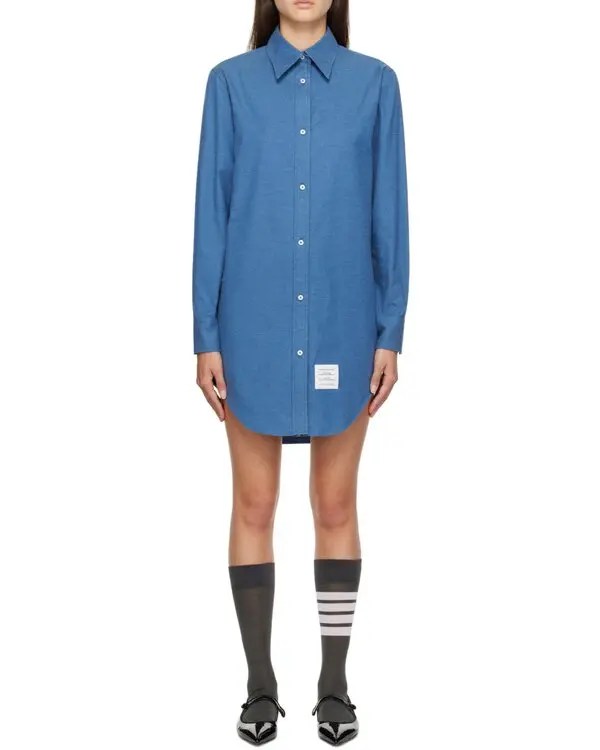Thom Browne Collared Button-up Shirt Dress - Deep Blue