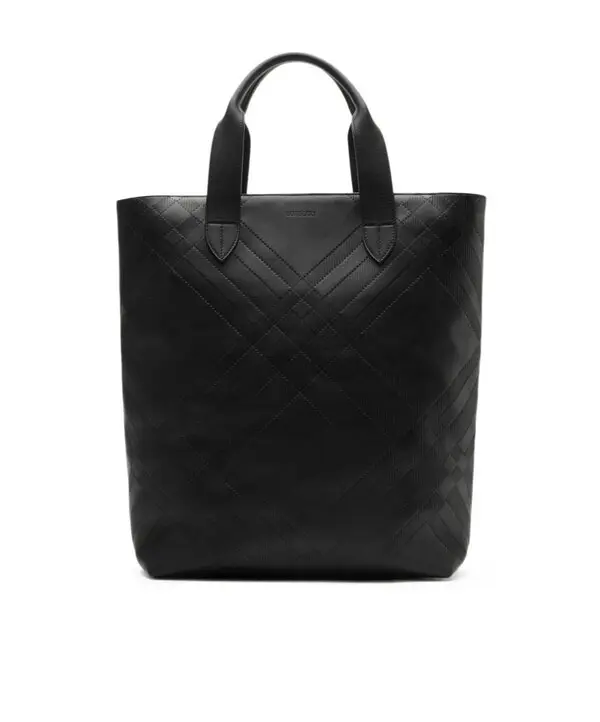 Burberry Embossed Check Tote - Black