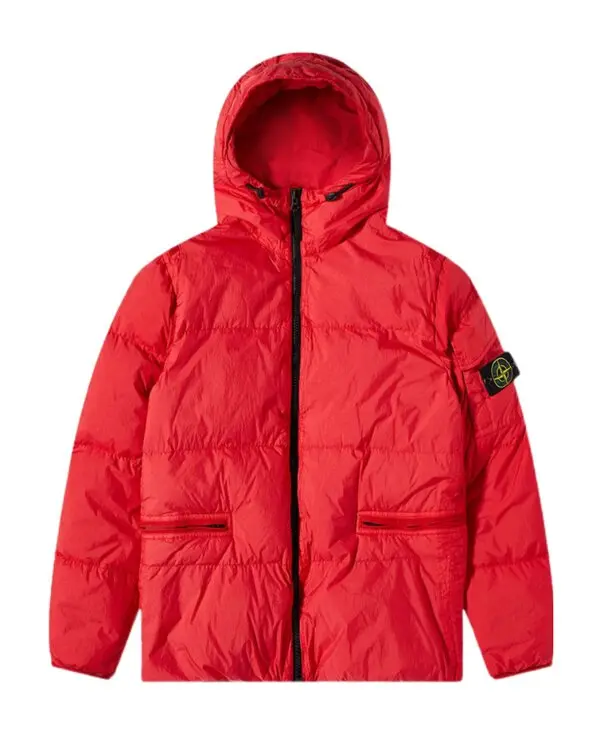 Stone Island Logo Patch Hooded Down Jacket
