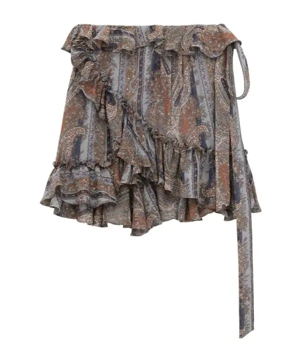 Saint Laurent Jupe Ruffled Skirt - Gray