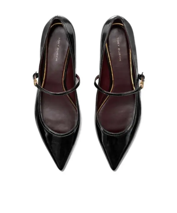 Tory Burch Double T-buckle Pointed Toe Ballet Flats