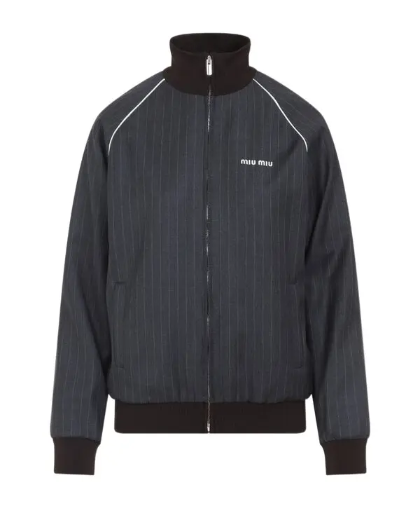 Miu Miu Pinstriped Zip-up Blouson Jacket - No