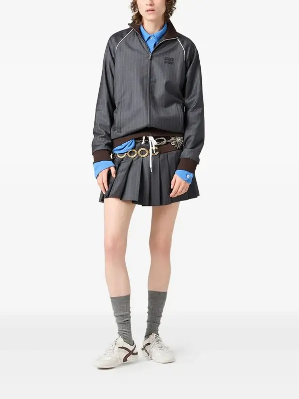 Miu Miu Pinstriped Zip-up Blouson Jacket - No
