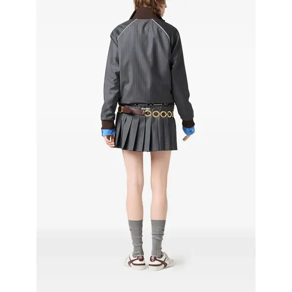 Miu Miu Pinstriped Zip-up Blouson Jacket - No