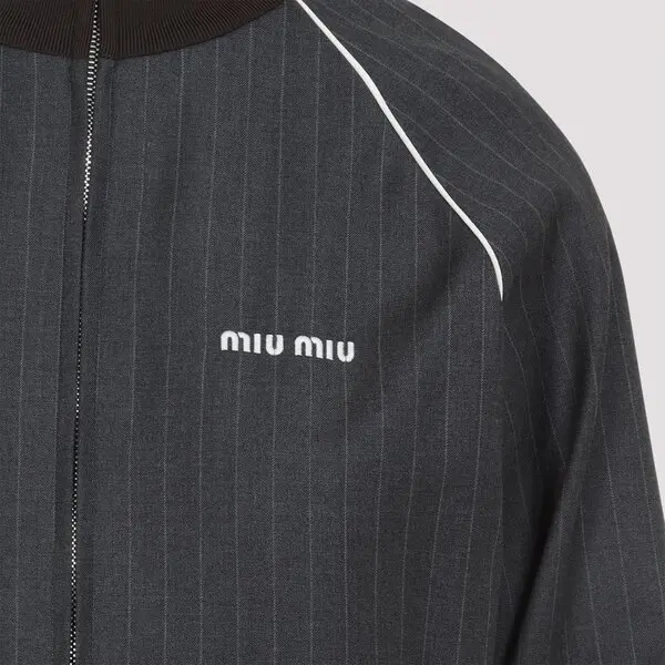 Miu Miu Pinstriped Zip-up Blouson Jacket - No