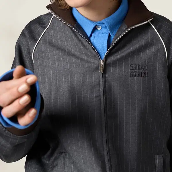 Miu Miu Pinstriped Zip-up Blouson Jacket - No