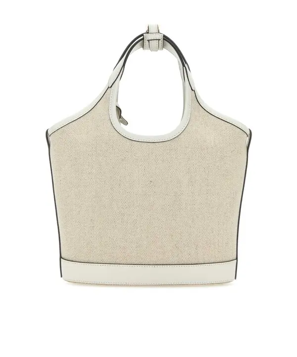 Prada Logo Print Mini Bucket Bag - Tan / White
