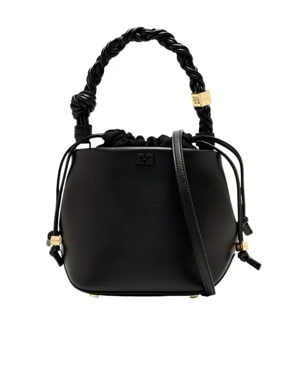 GANNI Bou Bucket Bag With Braided Handle - Black